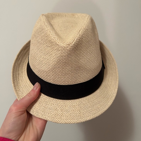 Accessories | Straw Cream Fedora Hat With Black Ribbon | Poshmark
